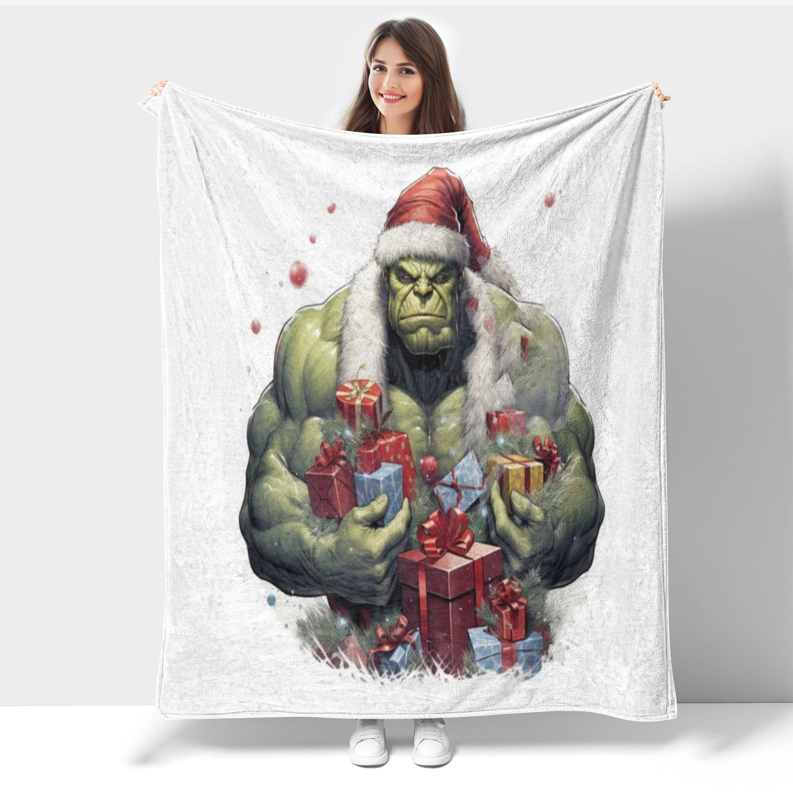 Christmas Hulk Throw Blanket for Couch Lightweight Plush Fuzzy Cozy ...