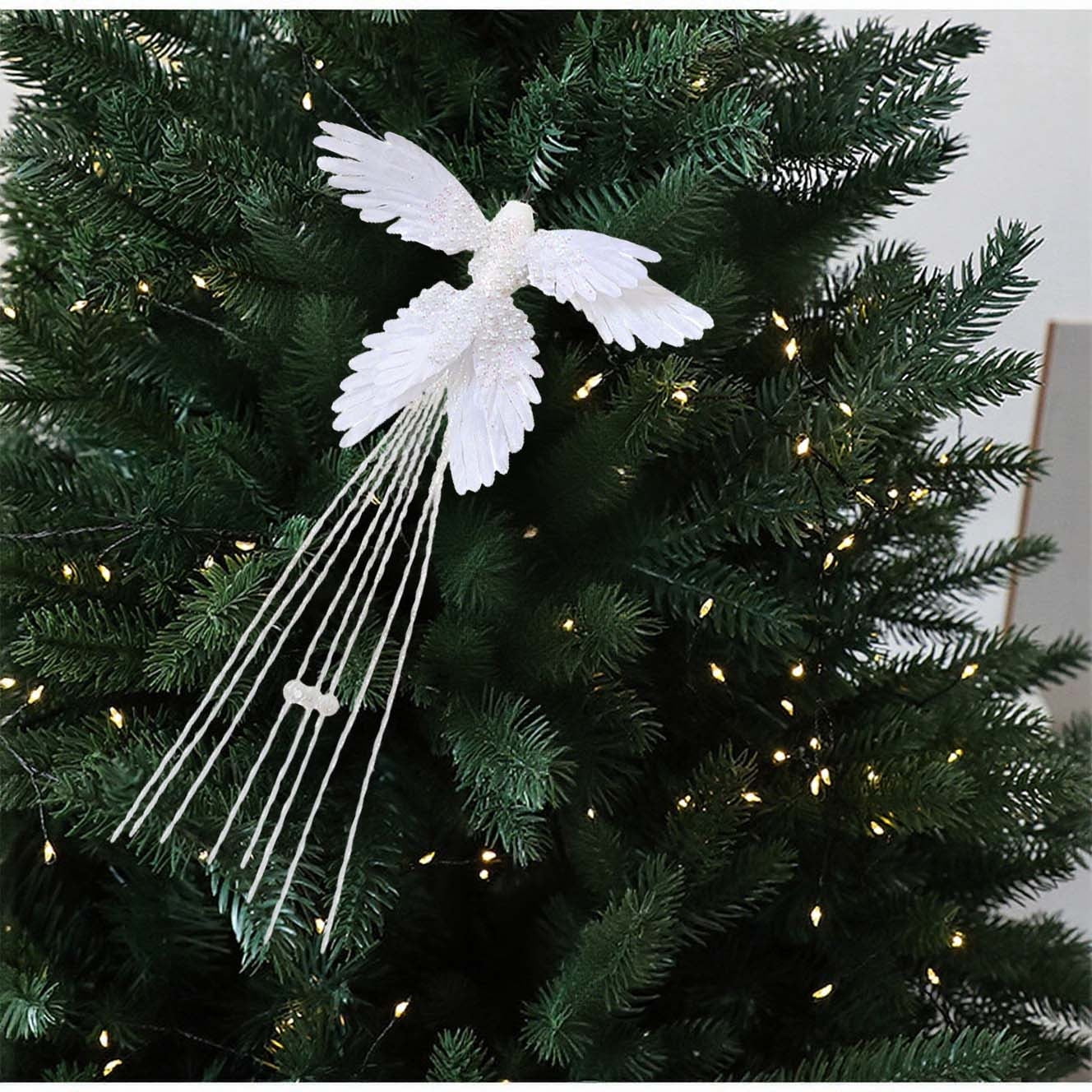 Christmas Hummingbird Tree Ornament, Feathered Bird Decoration with ...
