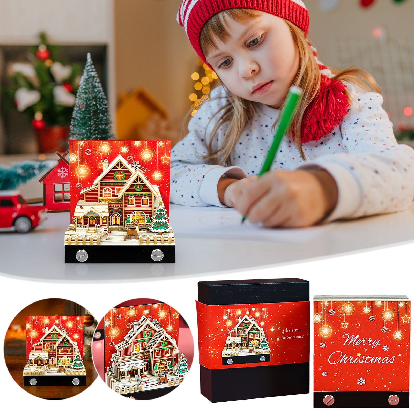 Christmas Hut Memo Paper Carving Birthday Gift Christmas Gift Desktop ...