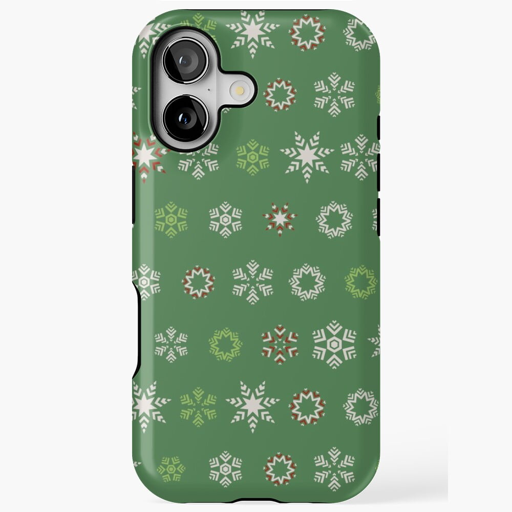 Christmas Ice Crystal Green Background Pattern iPhone 17 through 11 Pro ...