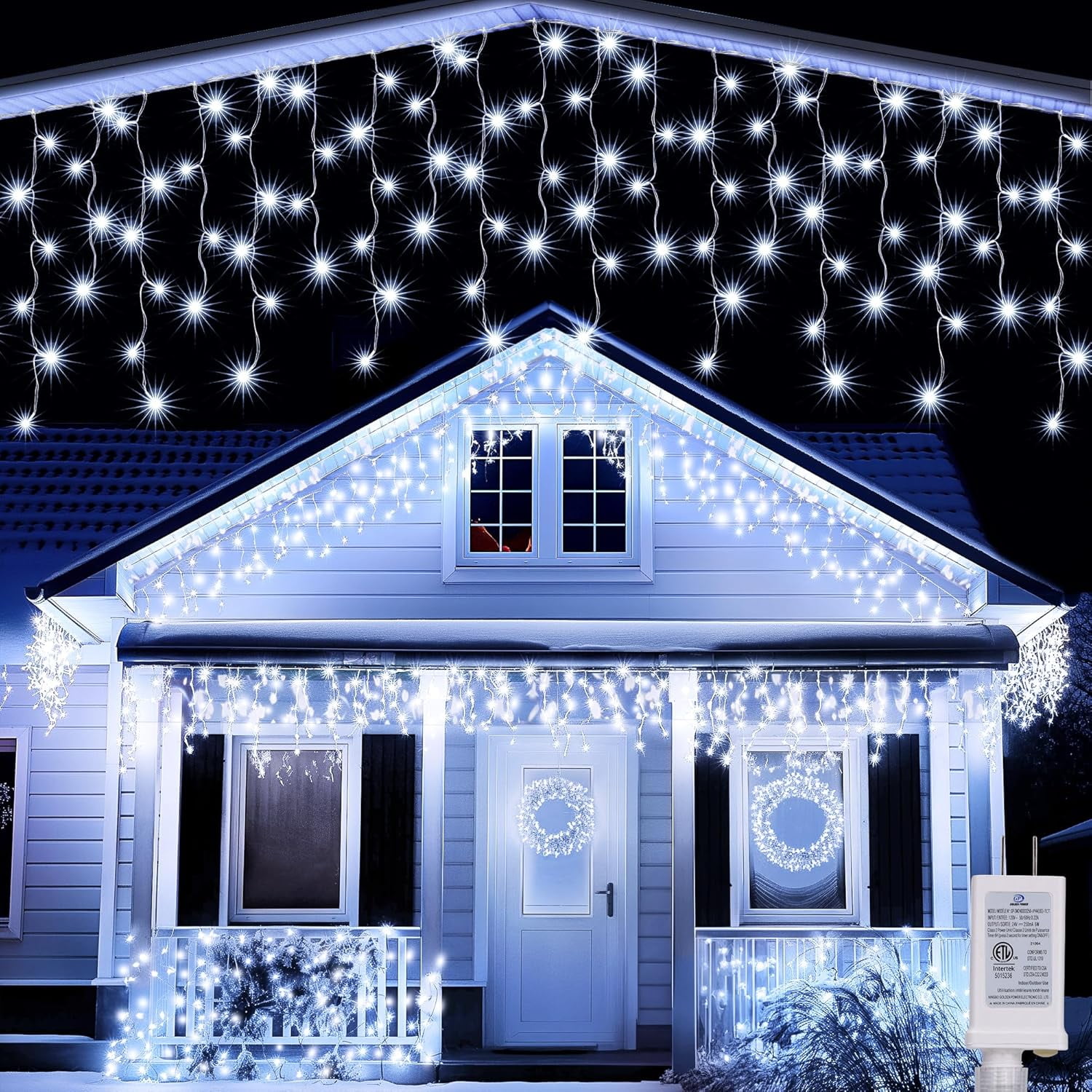 Christmas Icicle Lights - 19FT Outdoor String Lights , 8 Modes Timer ...