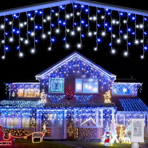 Christmas Icicle Lights - 19FT Outdoor String Lights Waterproof, 8 ...