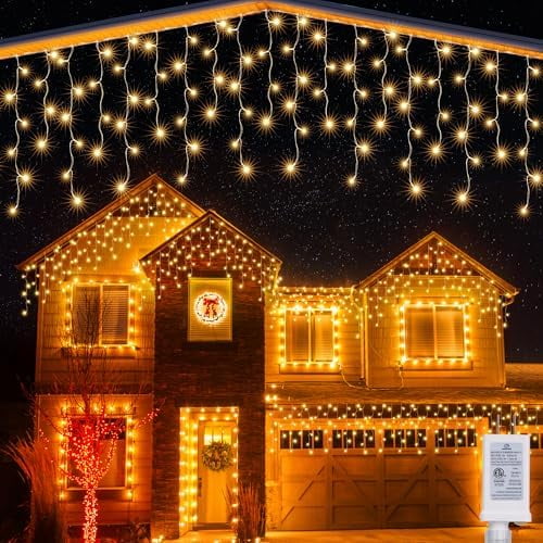 Christmas Icicle Lights - 65FT String Lights Outdoor Waterproof, 8 ...