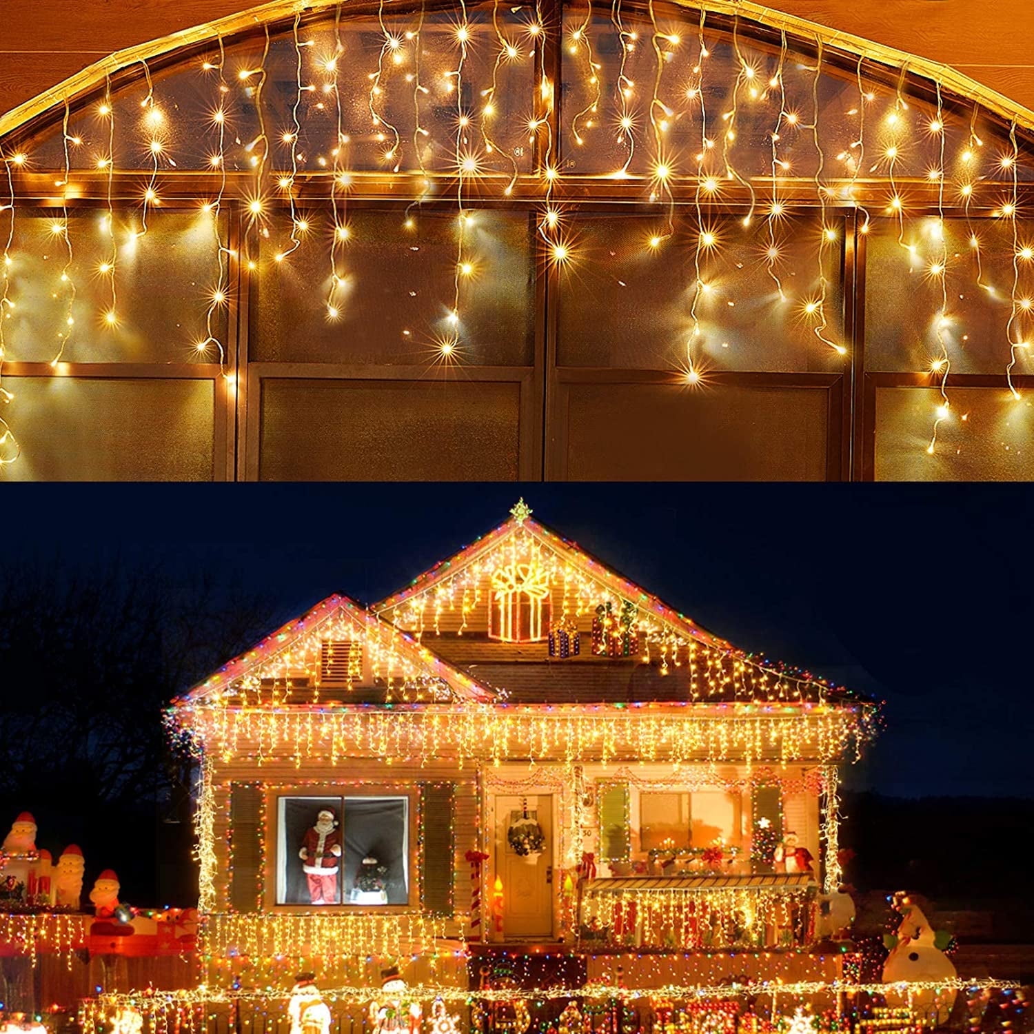 120 LED Christmas Icicle Lights, 13ft Fairy String Light for Indoor ...