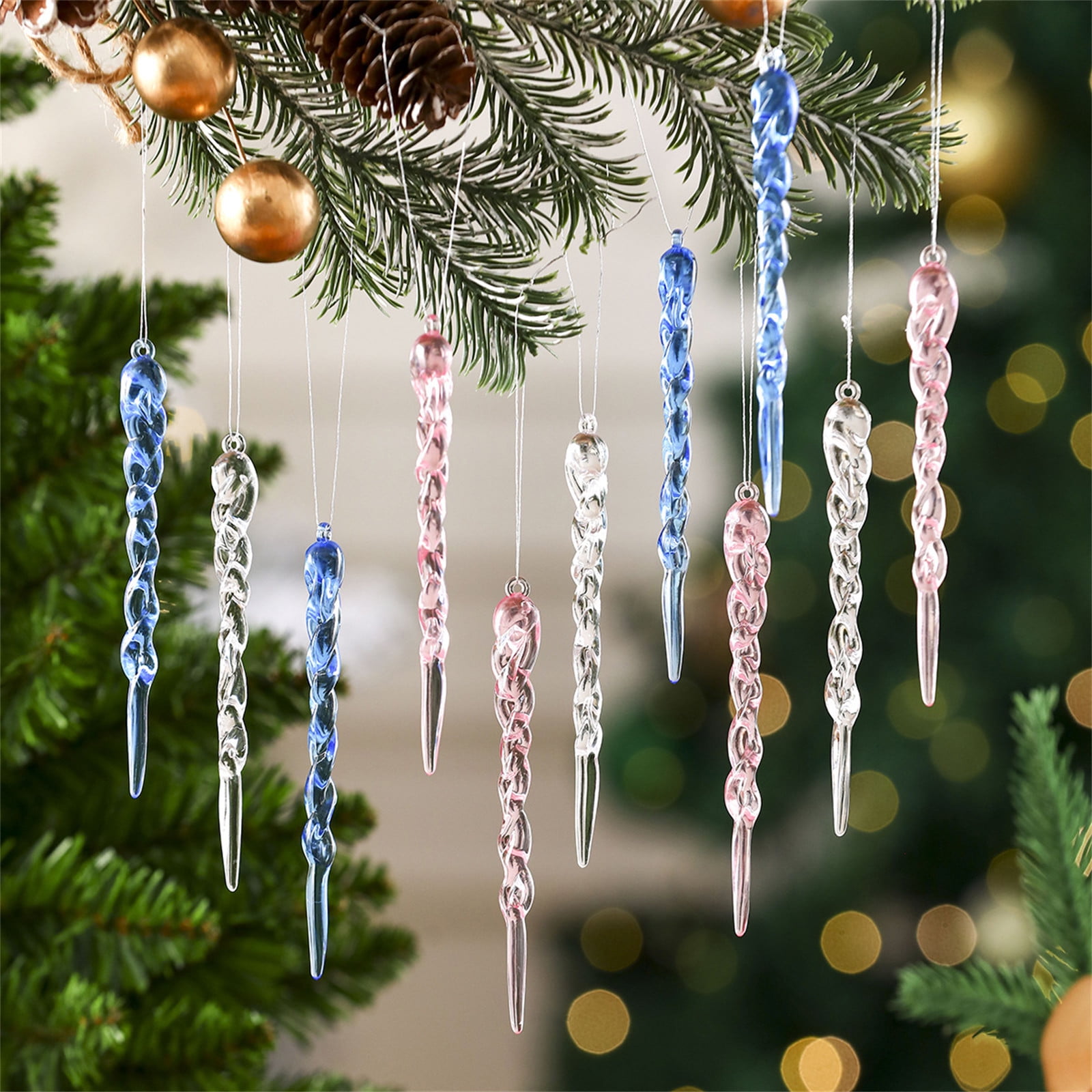 Christmas Icicle Ornament Set | Transparent Hanging Decorations for ...