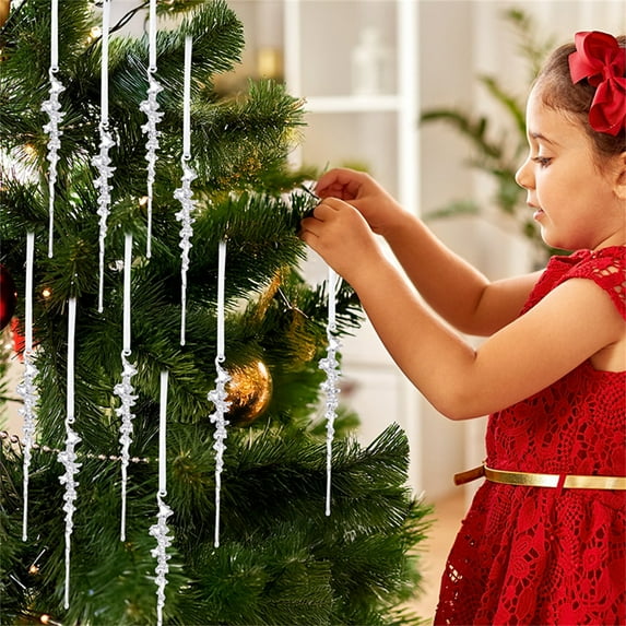 Christmas Icicle Ornaments Set, Acrylic Icicle Hanging Decorations for ...
