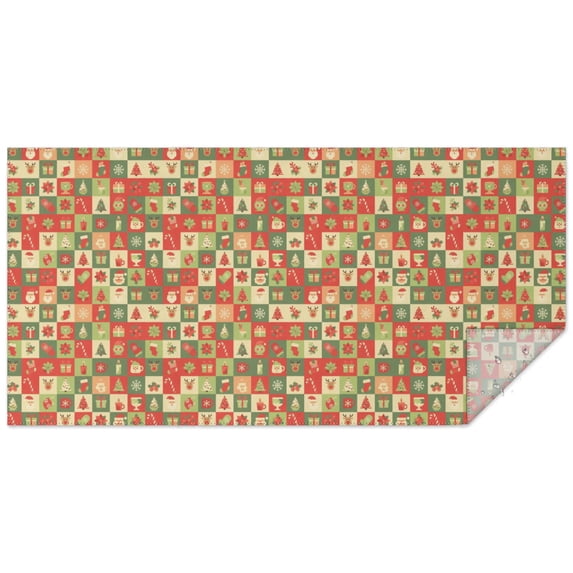 Christmas Icon Grid Red Green Pattern Rectangular Tablecloth 60x120 ...