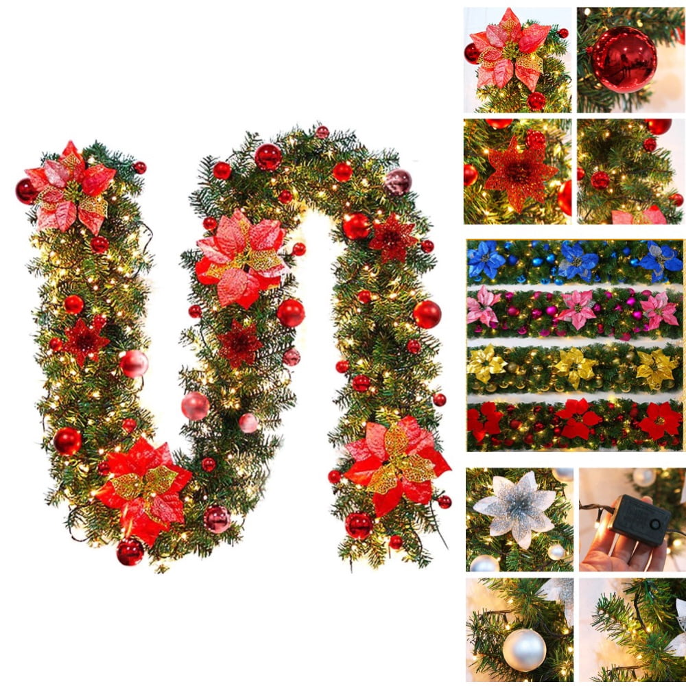 Christmas Illuminate Garland - 9ft Artificial Garland with Spruce, Pink ...