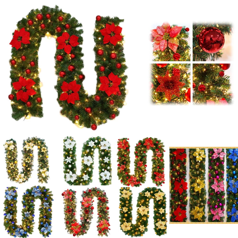 Christmas Illuminate Garland - 9ft Artificial Garland with Spruce, Red ...