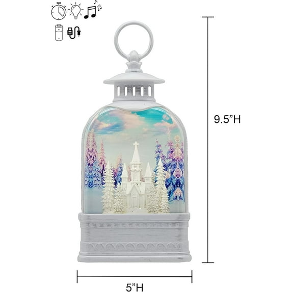 Christmas Illumination Winter Church Musical Water Lantern 9.5" Snow ...