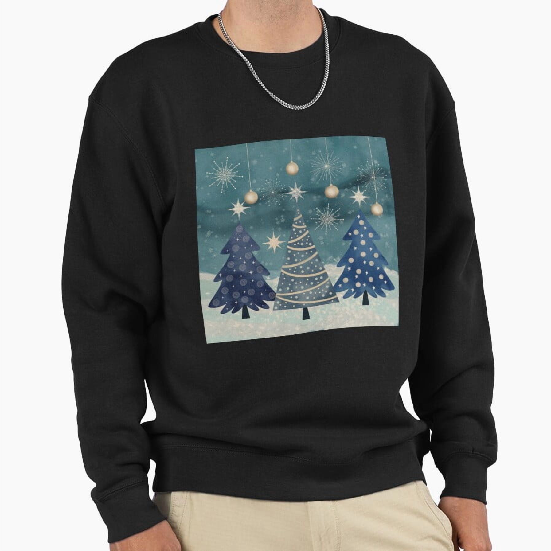 Christmas In Blue And Gold Luxury Aesthetic Retro Holiday Graphic Unisex Sweatshirt G12640, Up ...