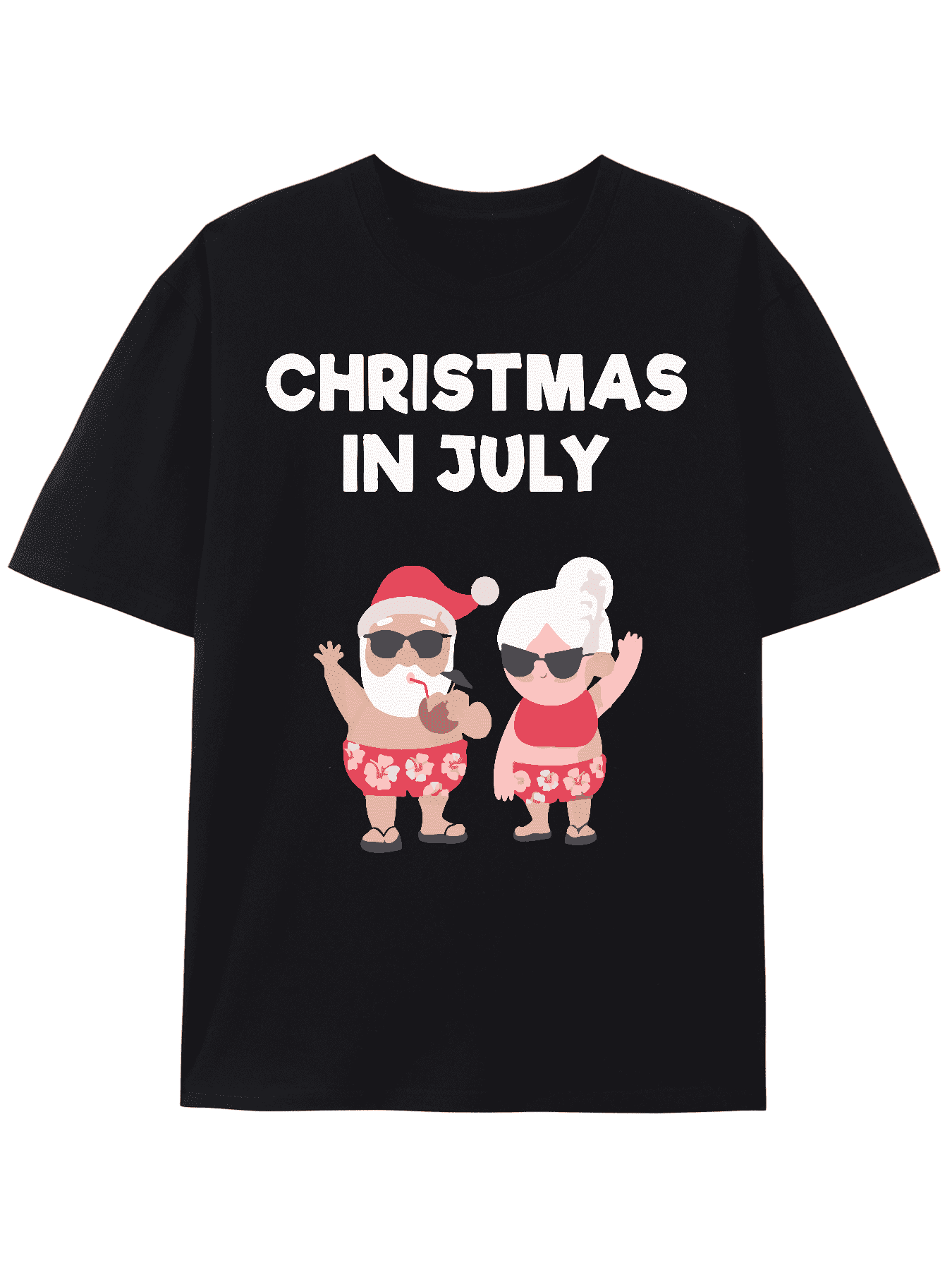 Christmas In July Funny Mr and Mrs Santa Claus Beach T-Shirt - Walmart.com