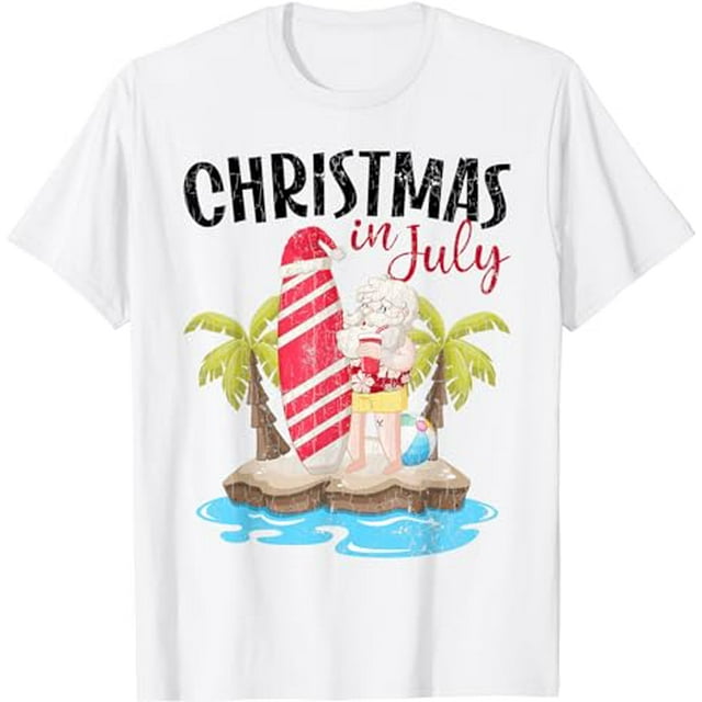 Christmas In July Funny Santa Summer Vacation Graphic T-Shirt - Walmart.com