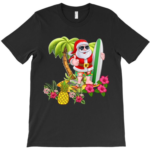 Christmas In July Funny St. Nick Hawaiian Surfing Summer Surf Holiday ...