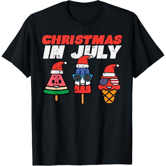 Christmas In July Popsicles Ice Cream Women Men T-Shirt Unisex S-5XL ...