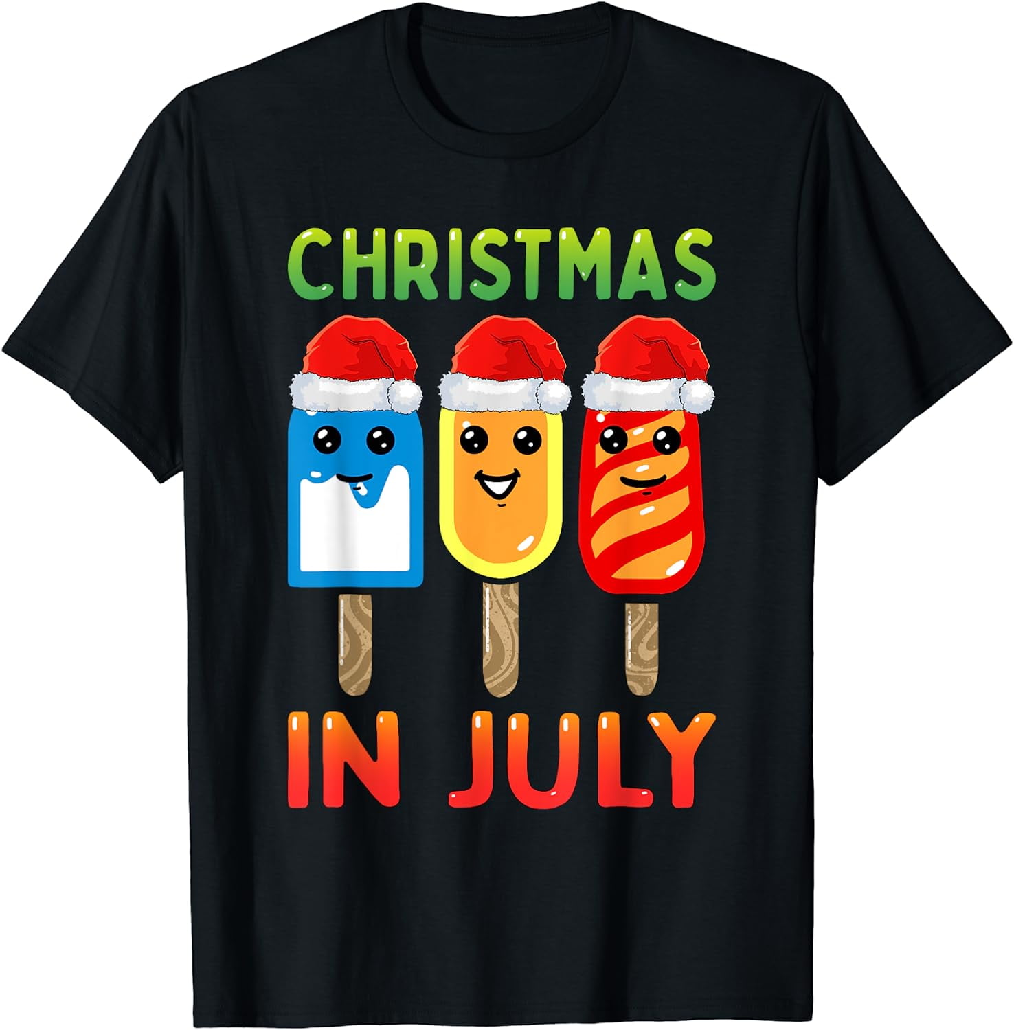 Christmas In July Santa Hat Ice Pops Funny Kids Toddler Cute T-Shirt ...