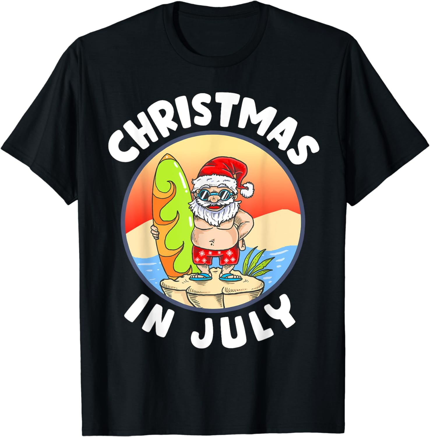 Christmas In July Santa Summer Beach Christmas In July Party T-Shirt ...