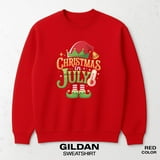 Christmas In July Summer Elf Father Xmas Funny Holiday Vacation Sweatshirt - Walmart.com