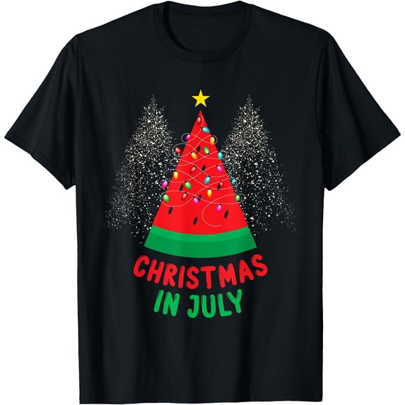 Christmas In July Watermelon Tree Summer Men Women Kids 2024 T-Shirt ...