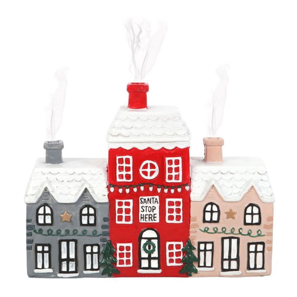 Christmas Incense Burner Village House Resin Backflow Incense Holder ...