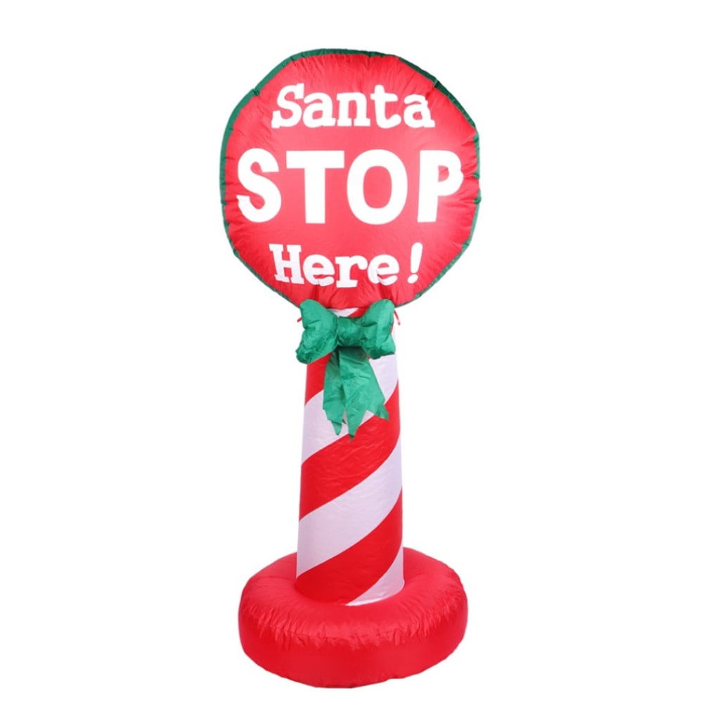 XMAS 4ft Santa Stop Here Inflatable Outdoor Decoration with Light, Blow ...
