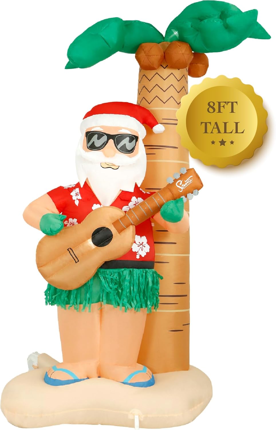 Christmas Inflatable. 8ft Hula Santa on Beach Giant Christmas ...