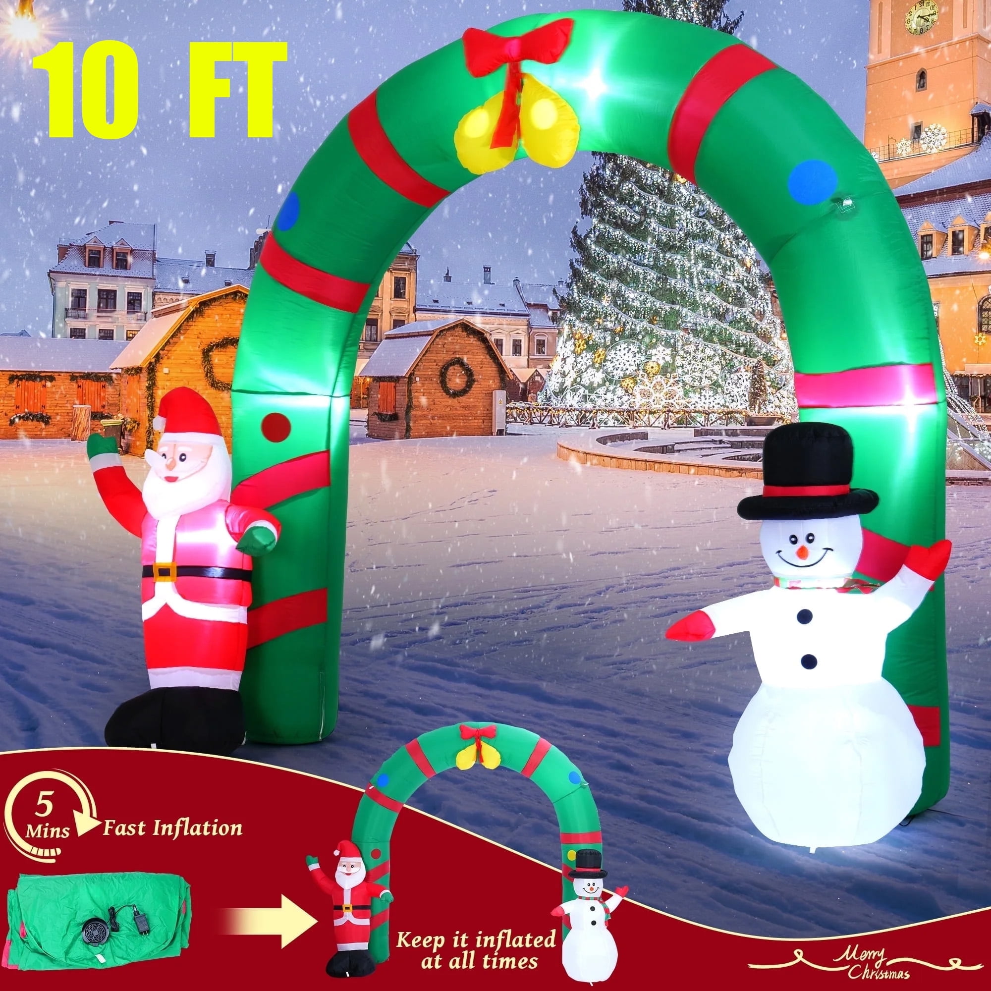Christmas Inflatable Arch With Santa Claus and Snowman for Outdoor ...