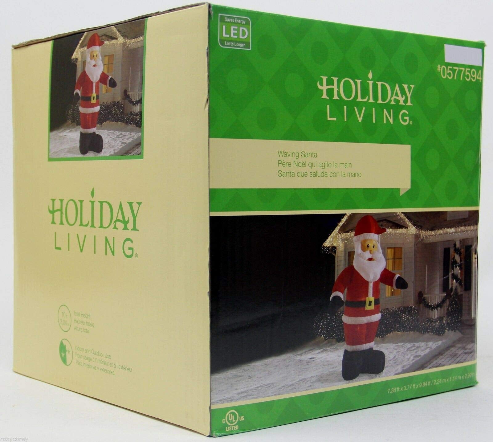 Christmas Inflatable Led Lighted 10 Ft Tall Animated Waving Santa Claus ...