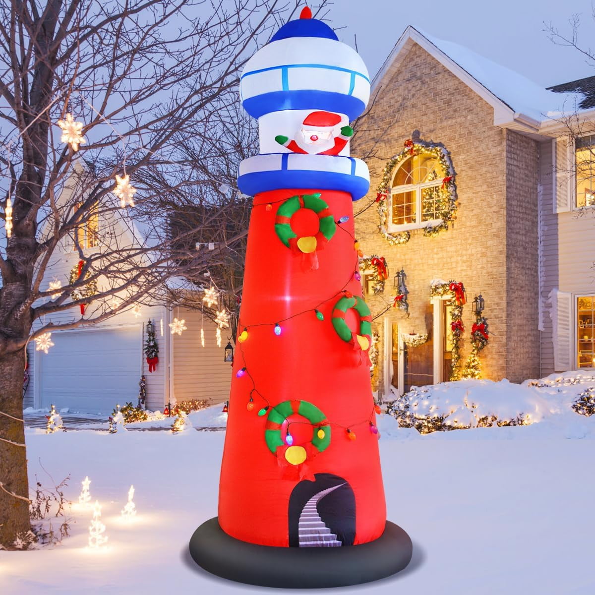 Christmas Inflatable Lighthouse Decorations, 10FT Giant Blow Up Beacon ...