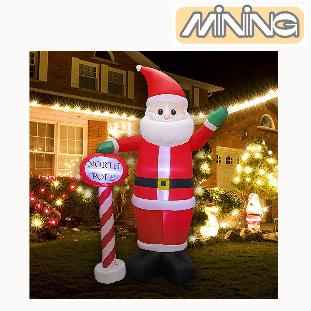 Christmas Inflatable Santa Claus with Guidepost, Blow up Lighted Giant ...