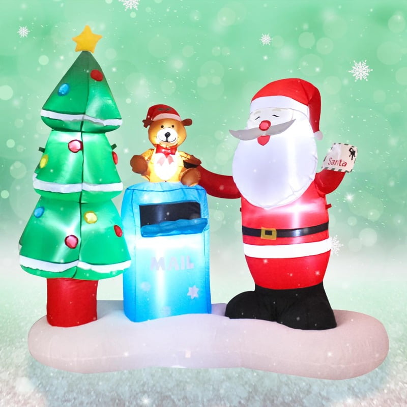 Christmas Inflatable Santa Claus Post Box with Lights - Blow Up Holiday ...