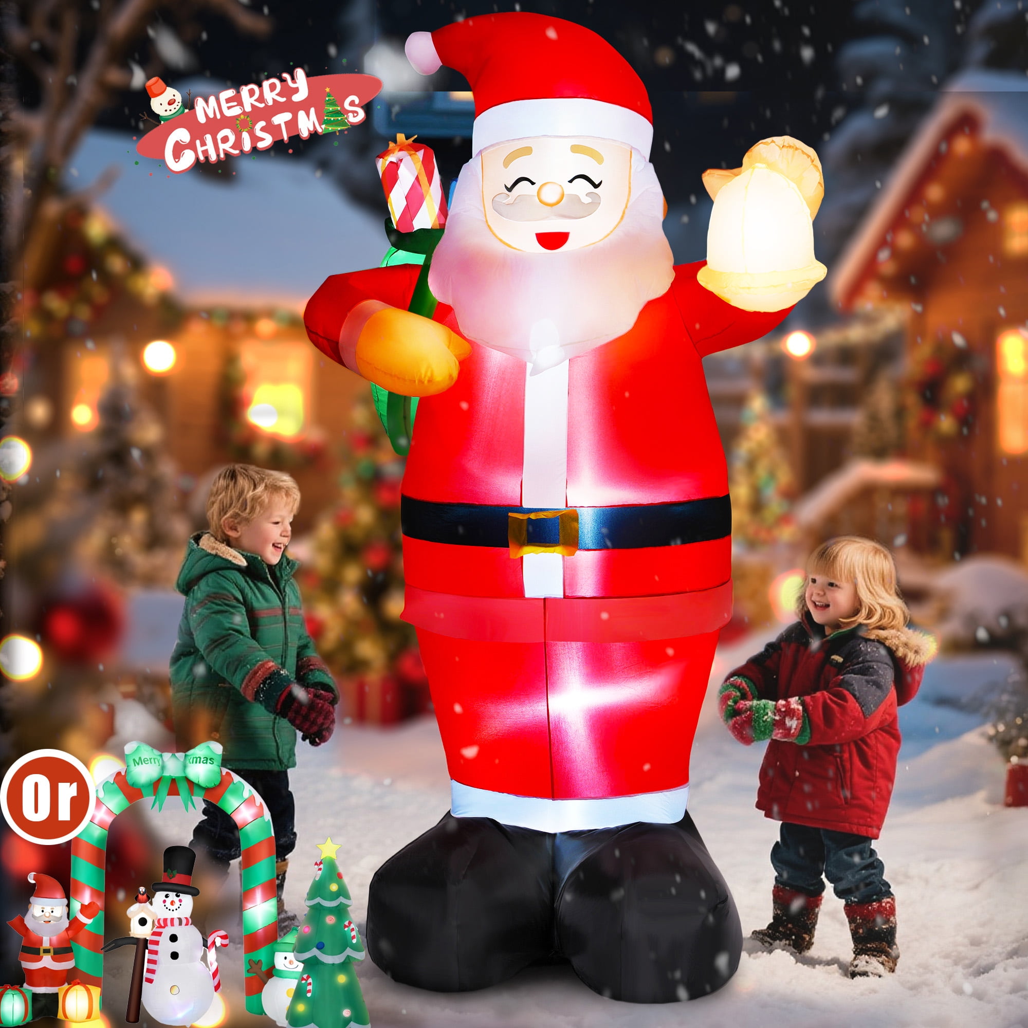 8.2 ft Christmas Inflatable Santa Claus Outdoor Decoration Built-in 5 ...