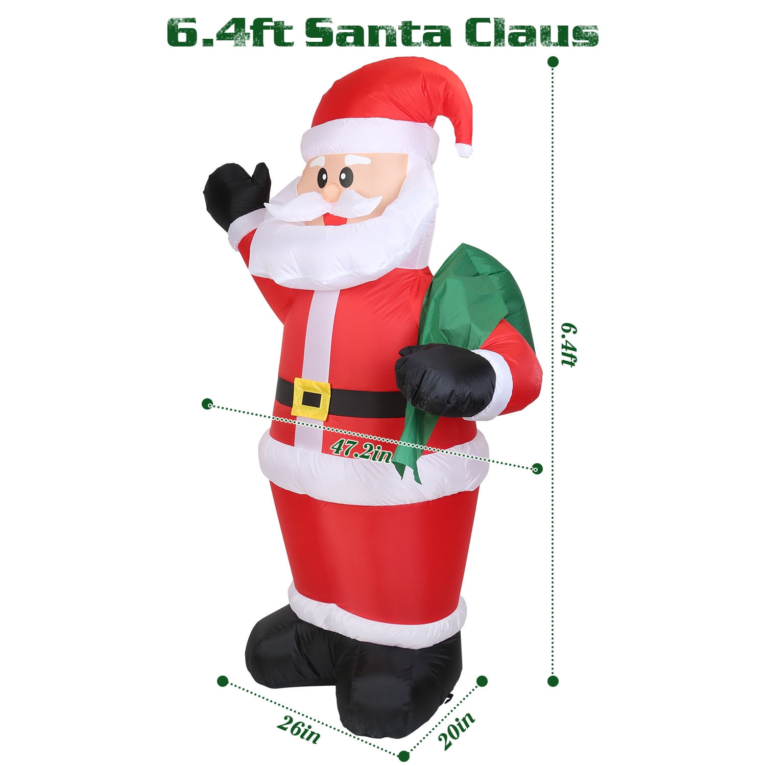 Christmas Inflatable Santa Claus, 6.9ft Glow up Santa Claus Outdoor ...