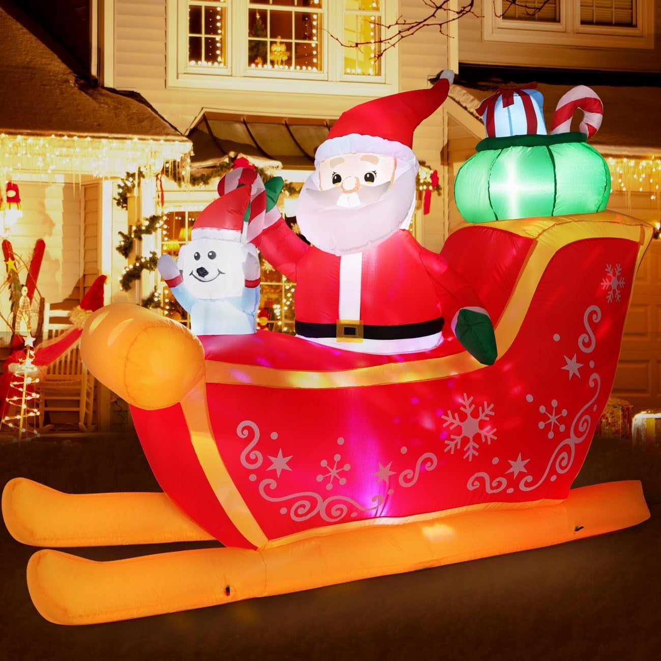 Christmas Inflatables, 7.8FT Waterproof Light Up Red Truck Christmas ...