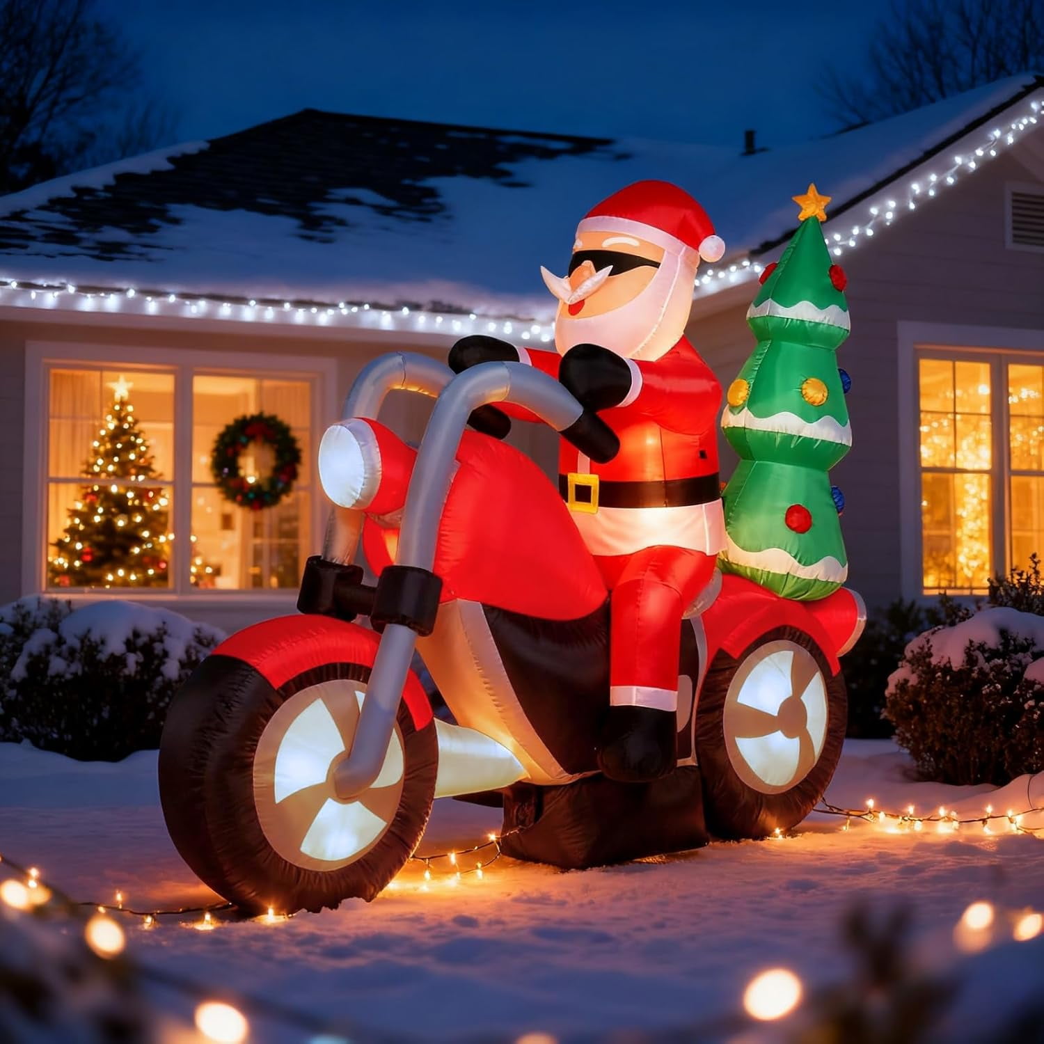 Christmas Inflatables Motorcycle 7.5 Ft, Xmas Inflatable Decoration ...