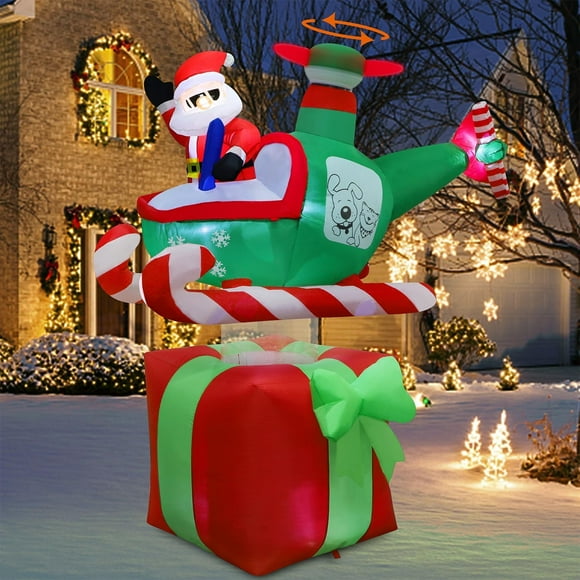 Inflatable Christmas Decorations with Santa in Helicopter and More
