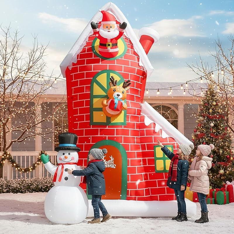 Christmas Inflatables Santa Claus on Sleigh Outdoor Decorations, Blow ...