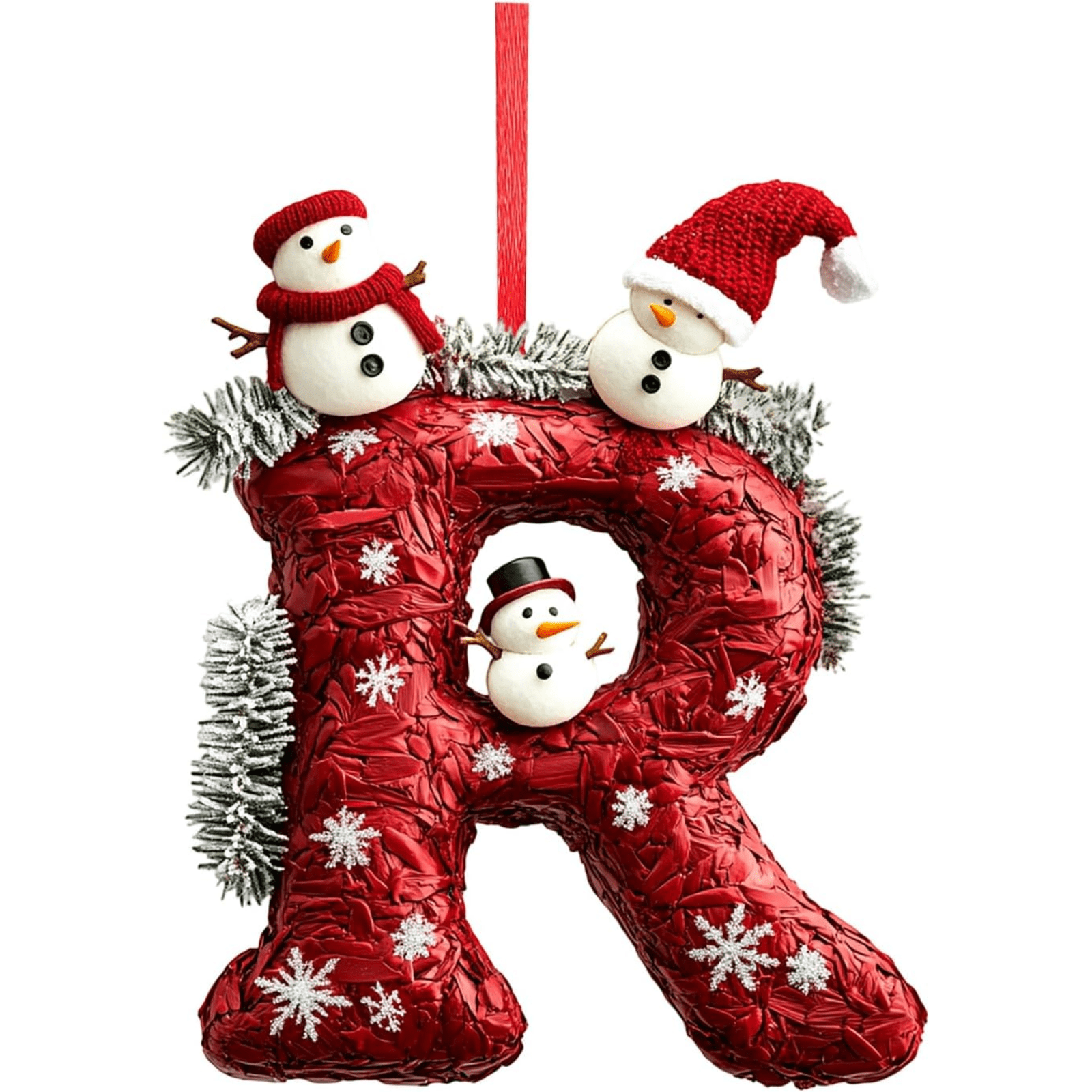 Christmas Initial Letters Ornaments Personalized DIY Red Hat Letters ...