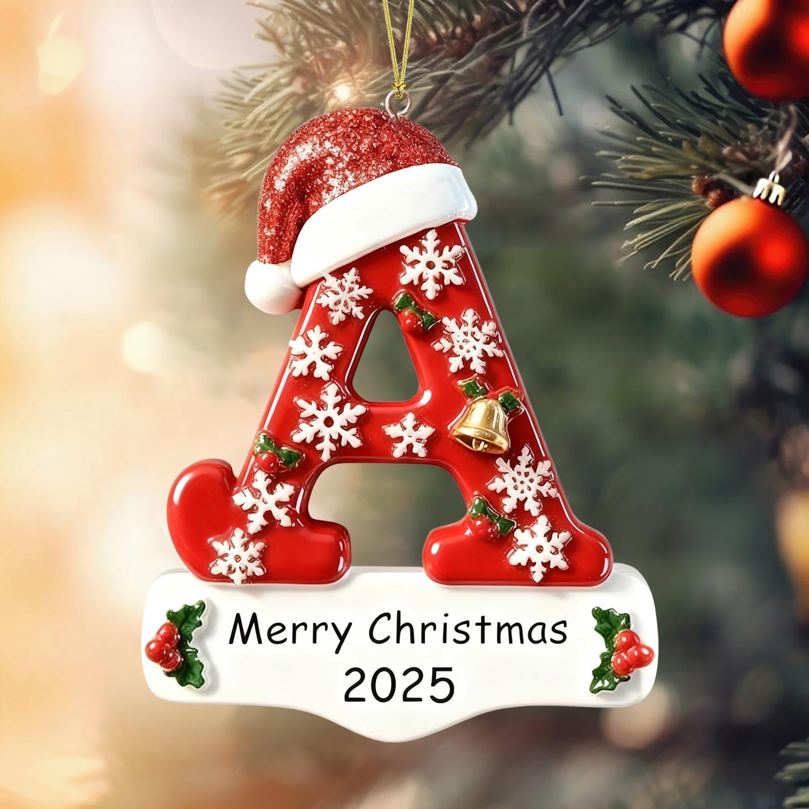 Christmas Initial Letters Ornaments, Personalized Letter Last Name ...