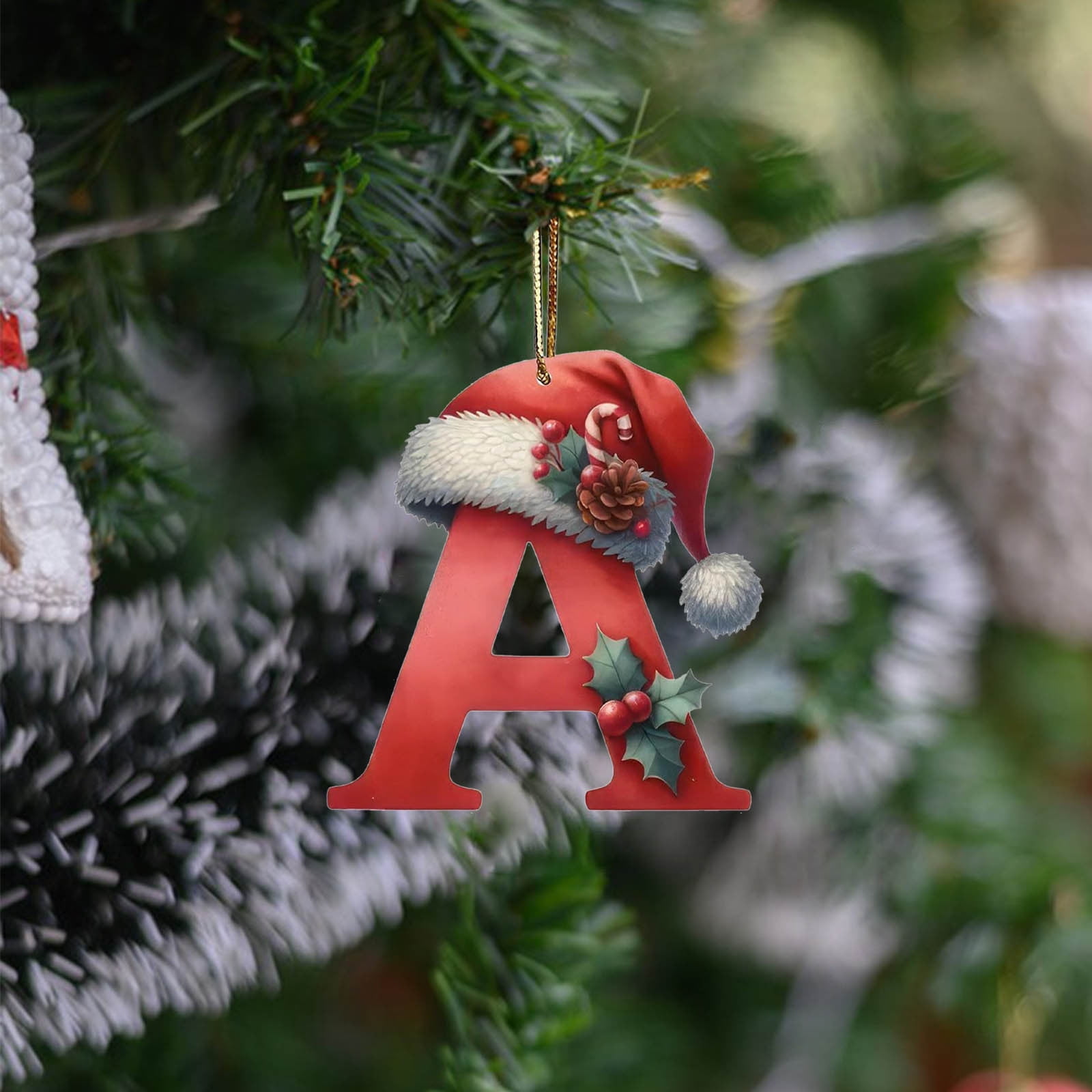 Christmas Initial Ornament 26 Letters A to Z Alphabet Pendant Printed ...