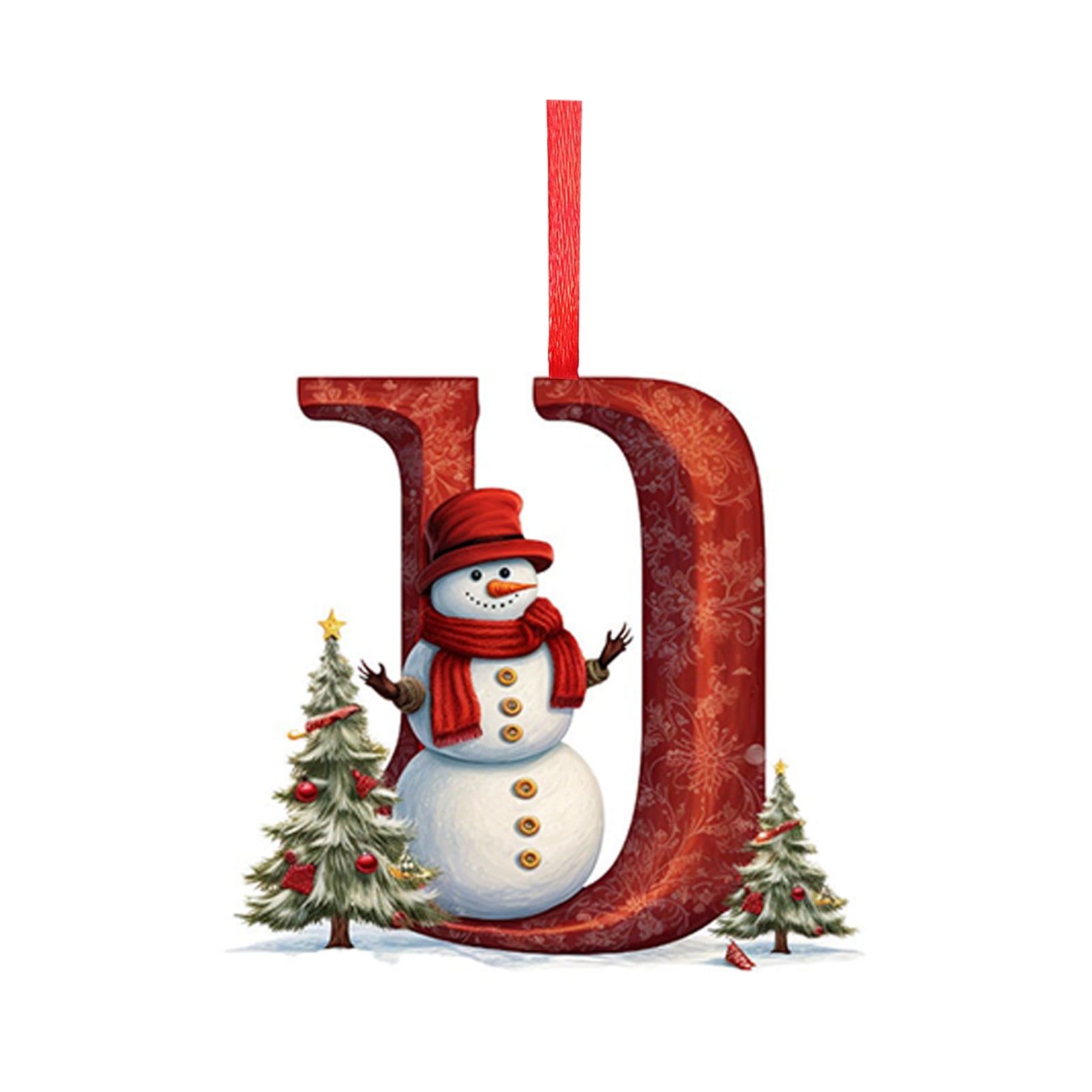 Christmas Initial Ornaments Snowman Decorations Alphabet Ornaments for ...