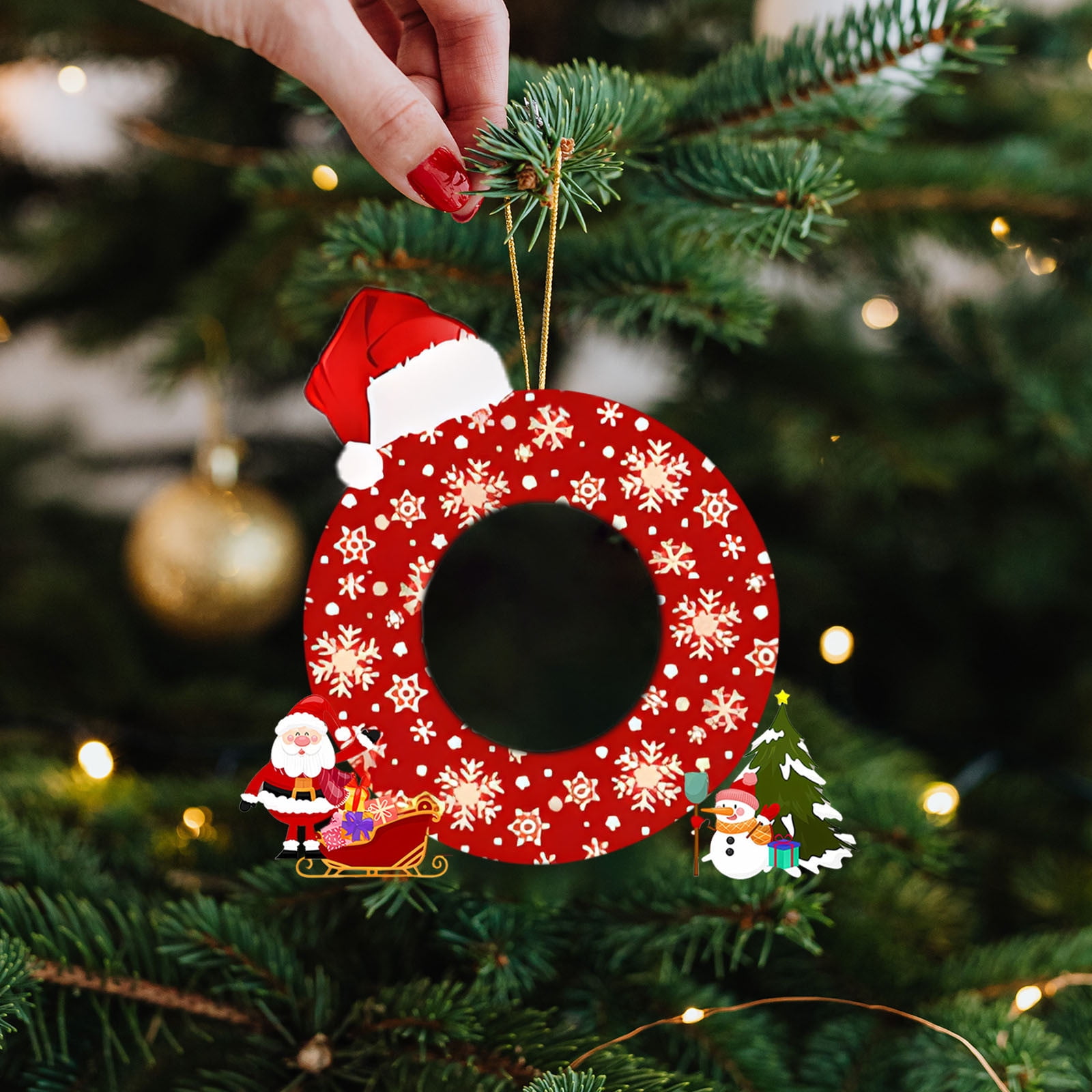 Christmas Initial with Red Hat ,Christmas Tree Ornaments,Personalized ...