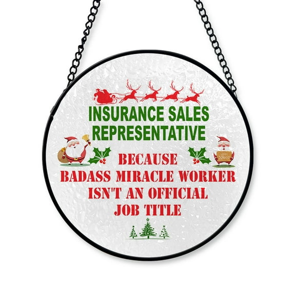 Christmas Insurance Sales Representative Stained Glass Window Hanging ...