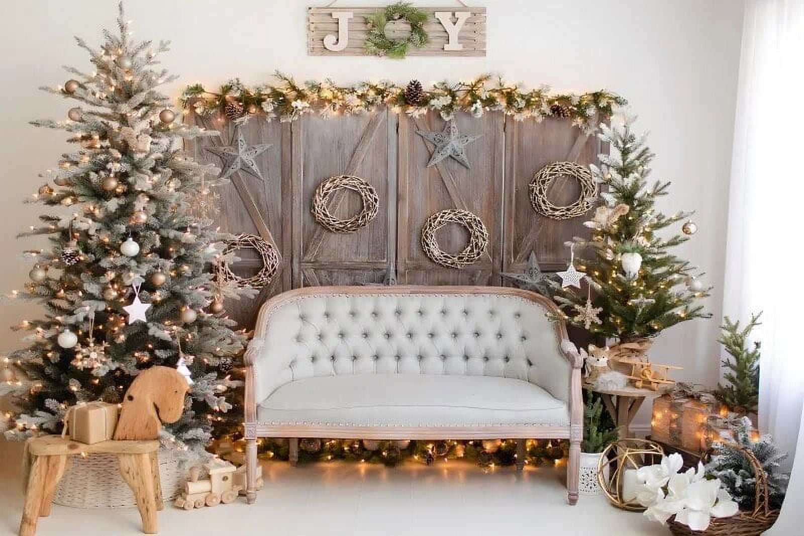 Christmas Interior Background Rustic Wood Glitter Xmas Tree Gift ...