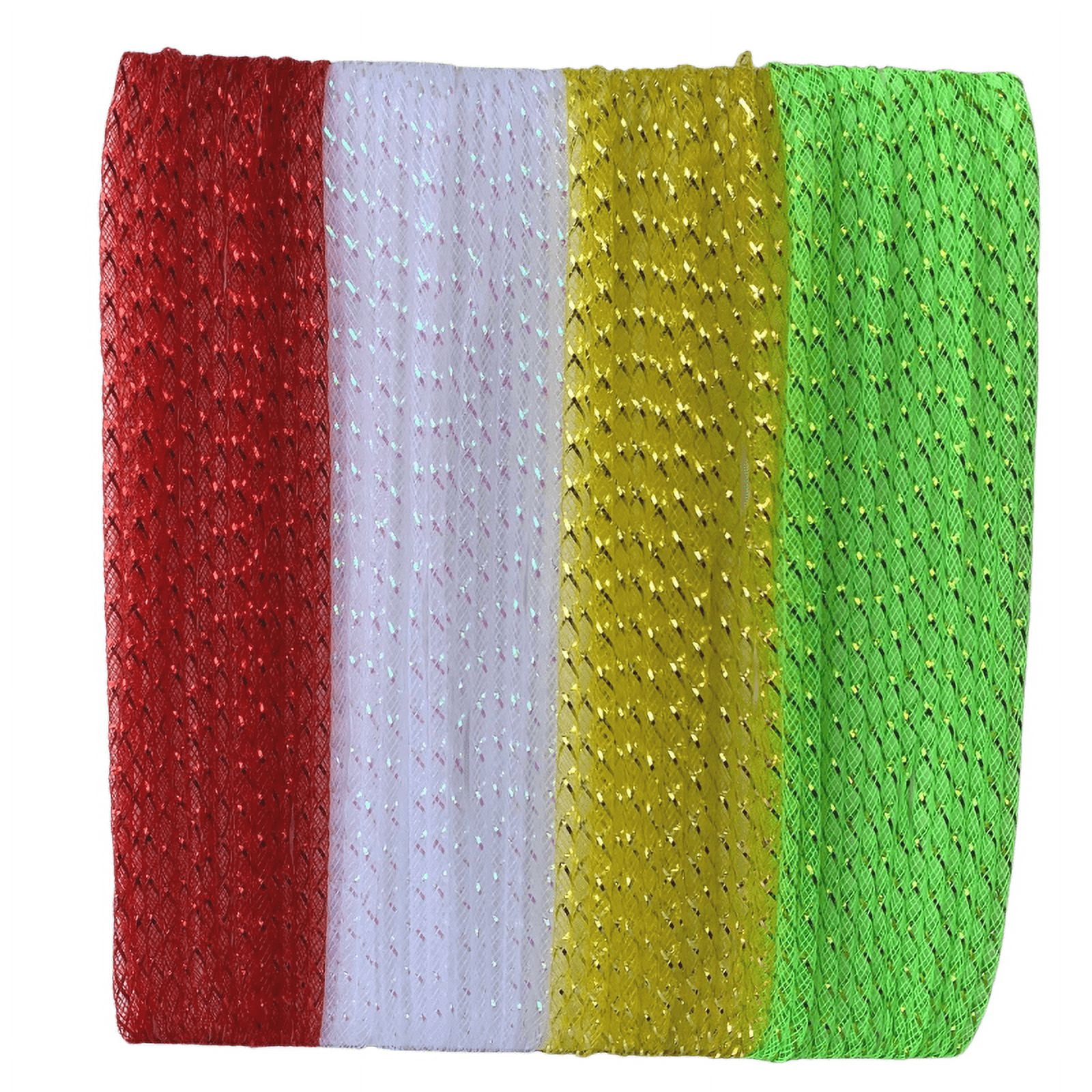 Christmas Iridescent Deco Mesh Tubing - 8mm x 15 Yards, Set of 4, Red ...