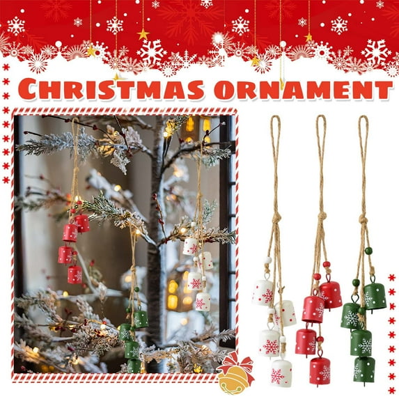 Christmas Iron Snowflake Bell String Ornaments Jingle Hanging Decor For ...