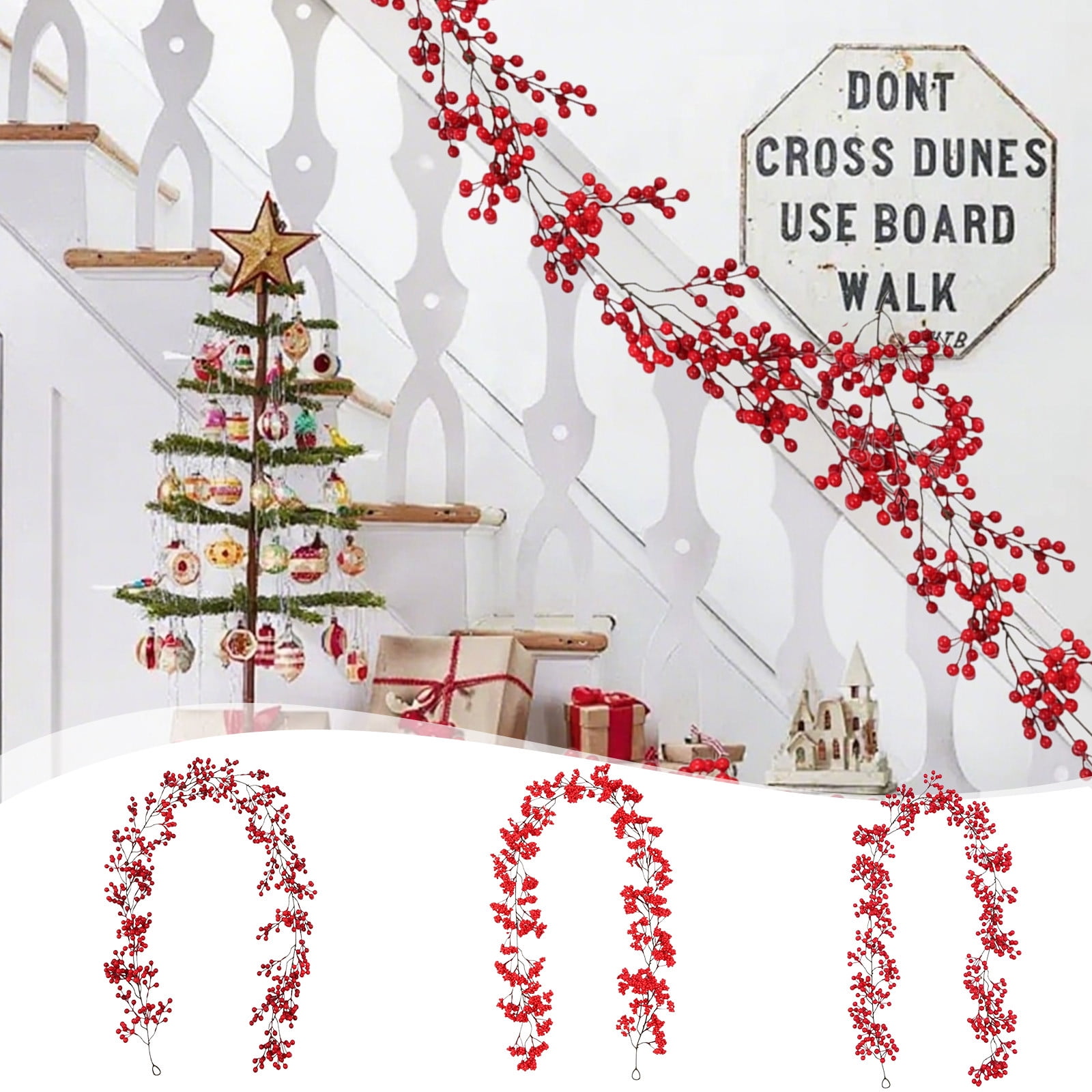 Christmas Ivy Atmosphere Decor, Artificial Ivy Branches, Red Berries ...