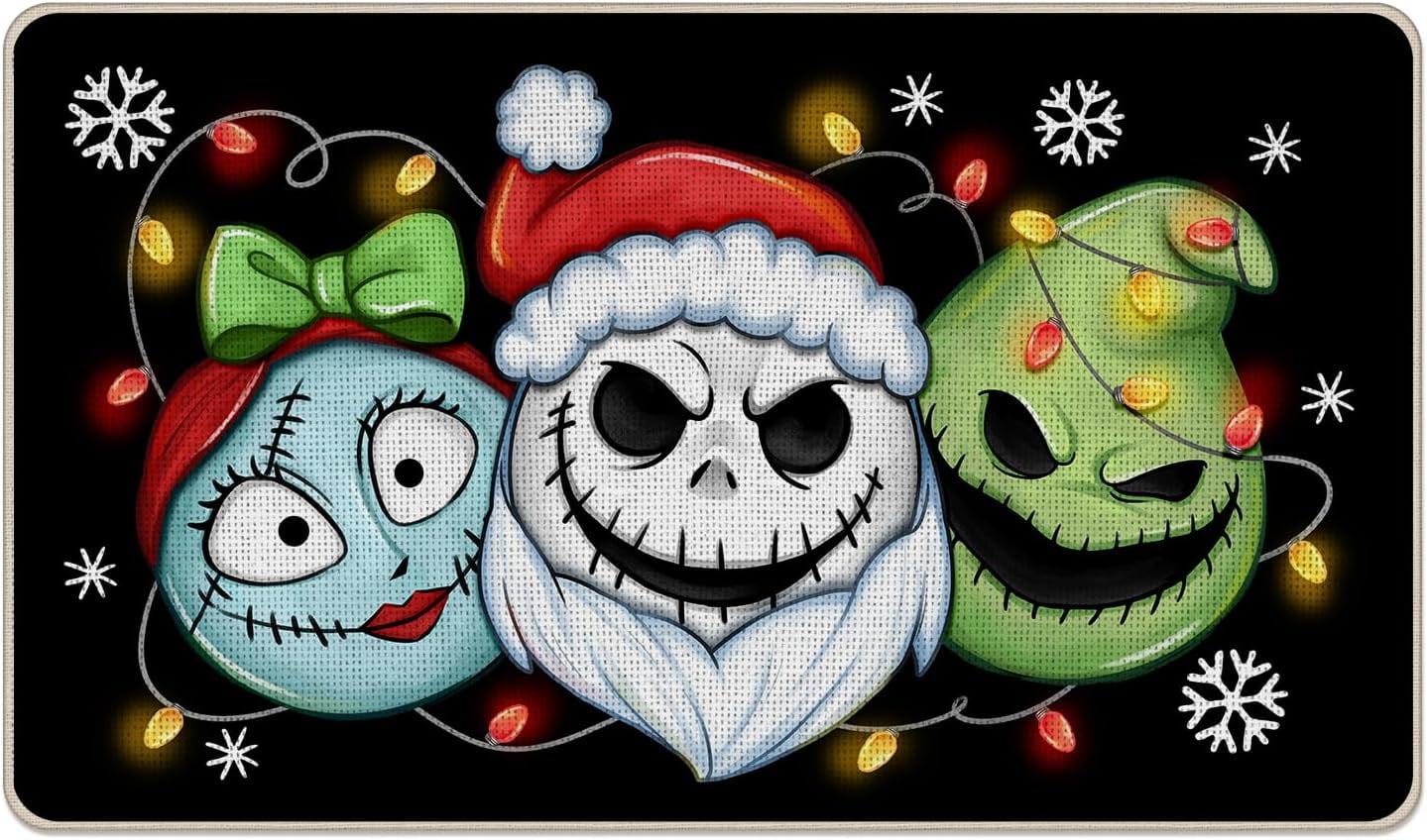 Christmas Jack Decorative Front Door Mat, Xmas Sally Monster Doormat ...