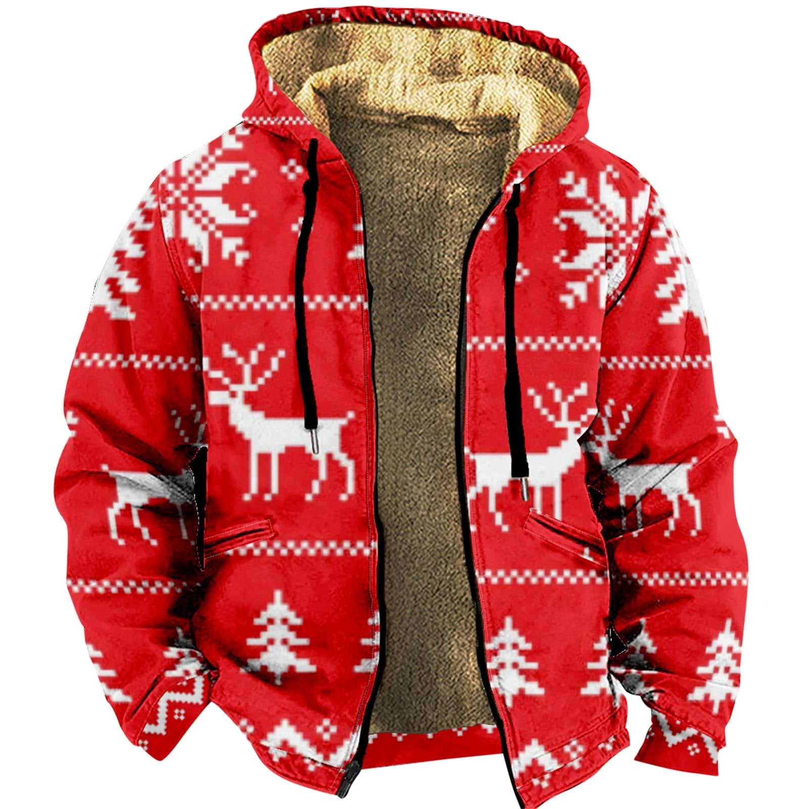 Christmas Jacket For Men Mens Christmas Reindeer Padded Jacket Winter ...