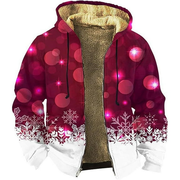 Christmas Jacket For Men Mens Christmas Snowflakes Padded Jacket Double ...